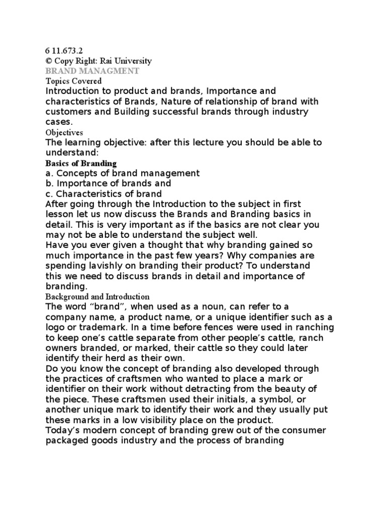 Brand Managment: Basics of Branding | PDF | Business