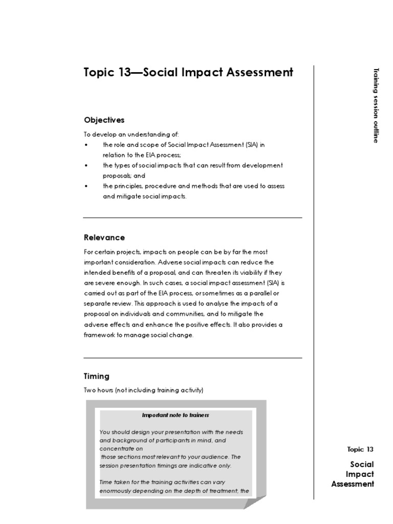 Social Impact Assessment Guide | PDF | Environmental Impact Assessment ...