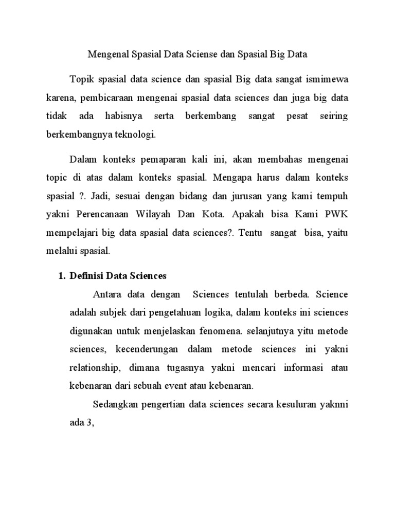 Mengenal Spasial Data Sciense Dan Spasial Big Data | PDF