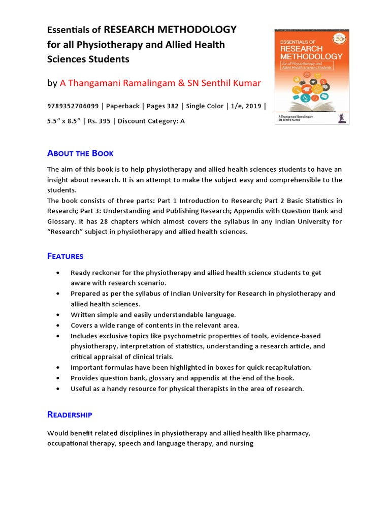 Research Methodology: For All Physiotherapy and Allied Health Sciences ...