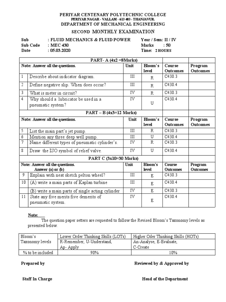 Monthly Examination: Answer All The Questions | Download Free PDF ...