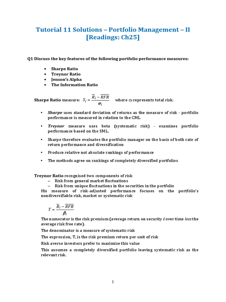 BFC5935 - Tutorial 11 Solutions | PDF | Capital Asset Pricing Model ...