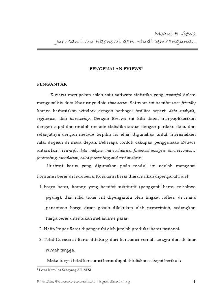 Pengenalan Eviews PDF | PDF