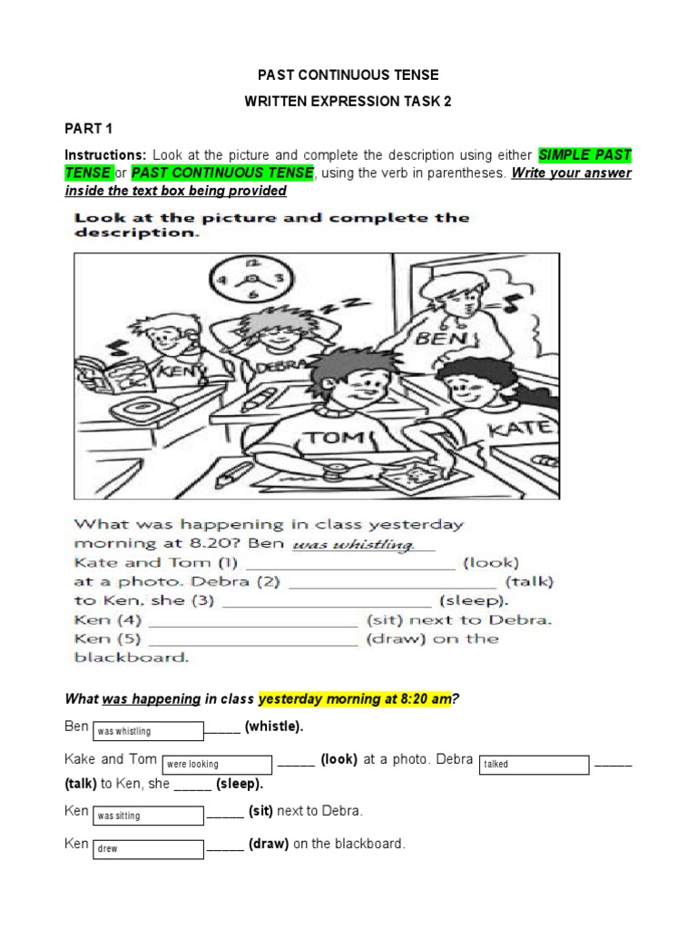 Past Continuous Tense Exercises | PDF