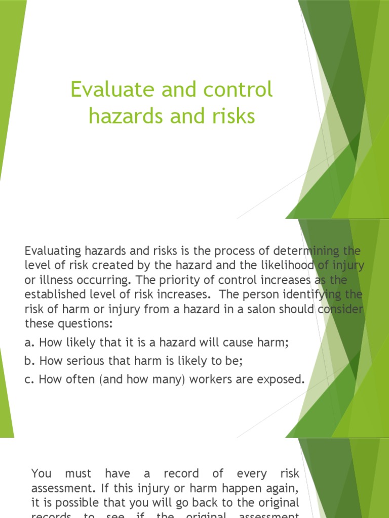 Evaluate and Control Hazards and Risks | PDF | Personal Protective ...