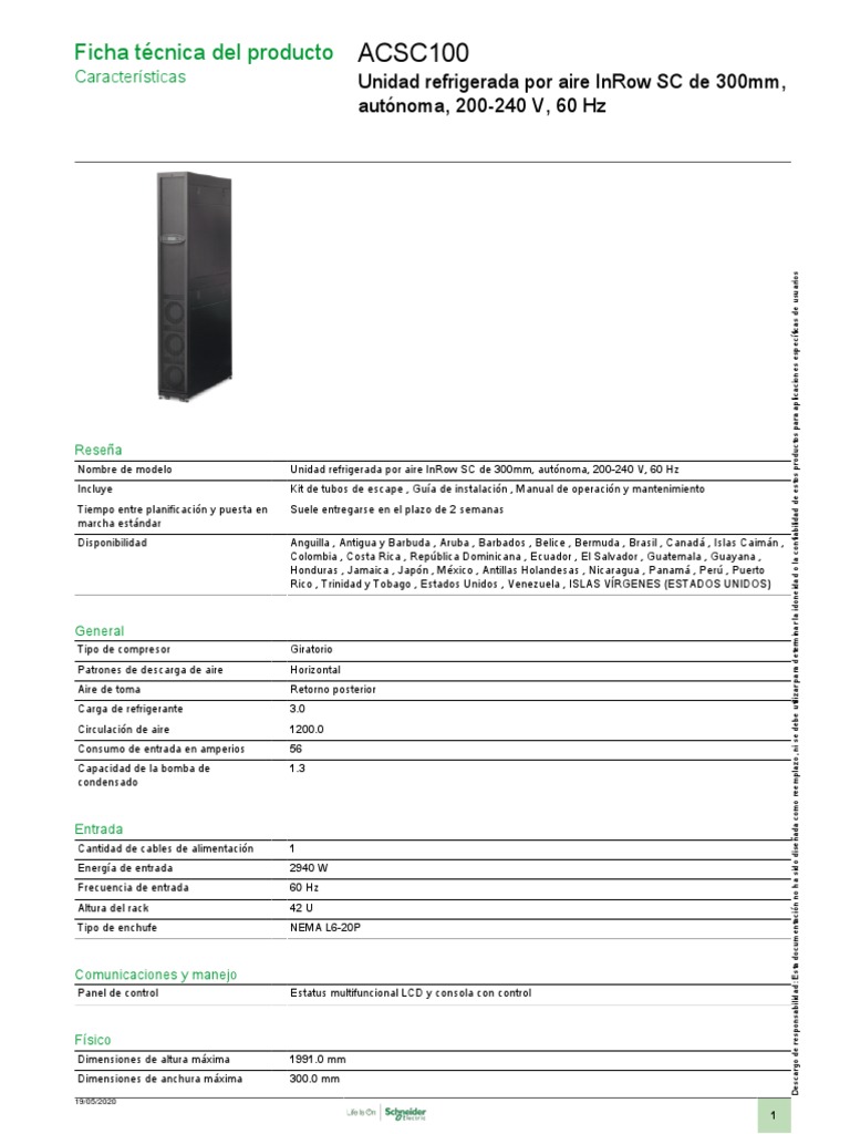 Uniflair Direct Expansion InRow Cooling - ACSC100 - APC | PDF | Bienes ...