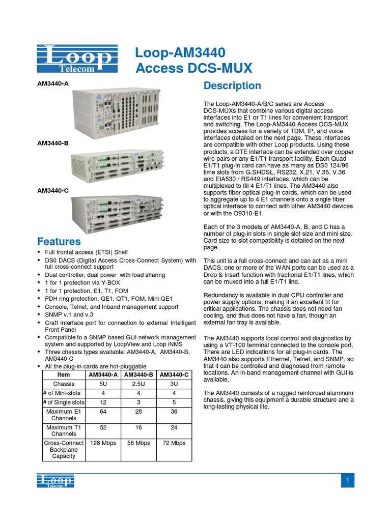 Loop-AM3440 Access DCS-MUX: Description | PDF | Physical Layer Protocols | Networks