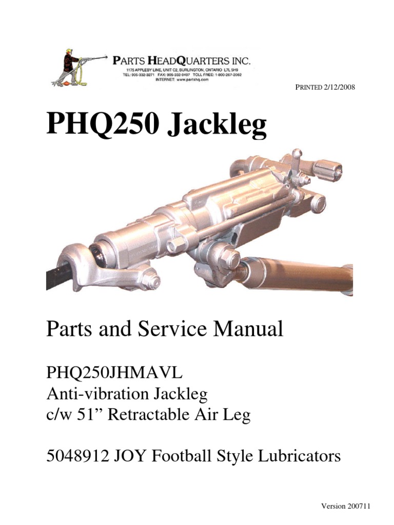 PHQS250JHMAVL Anti-Vibration Jackleg Parts and Repair Manual | PDF ...