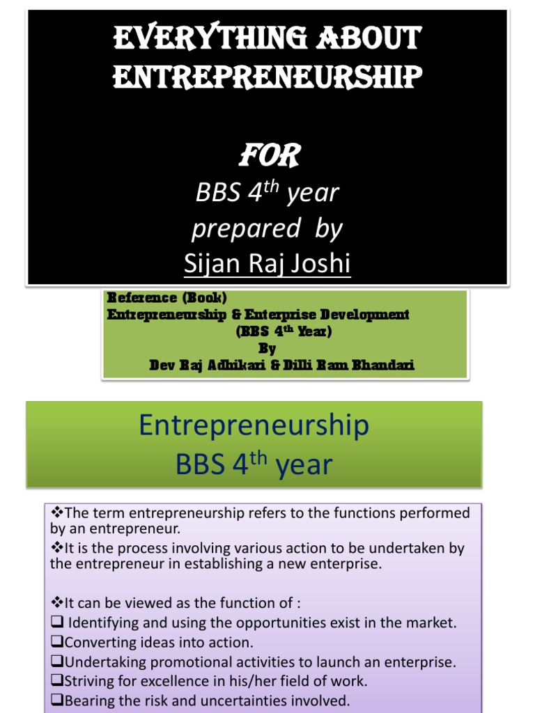 Everything About Entrepreneurship: Bbs 4 Year Prepared by | PDF ...