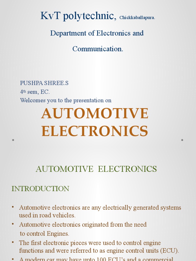 Overview of Automotive Electronics | PDF | Car | Electronics