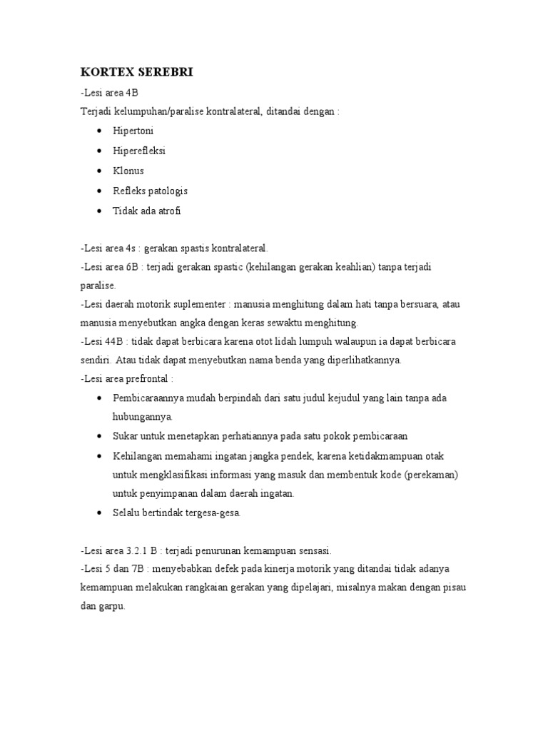 Korteks Serebri Lesi | PDF
