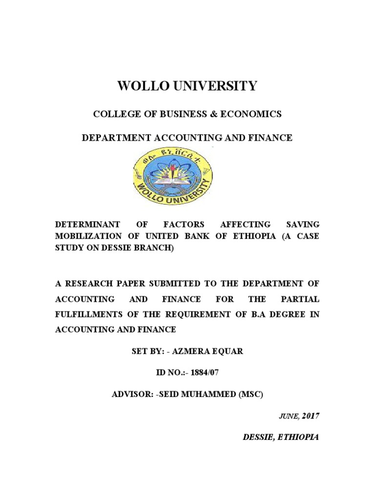 Wollo University: College of Business & Economics Department Accounting ...