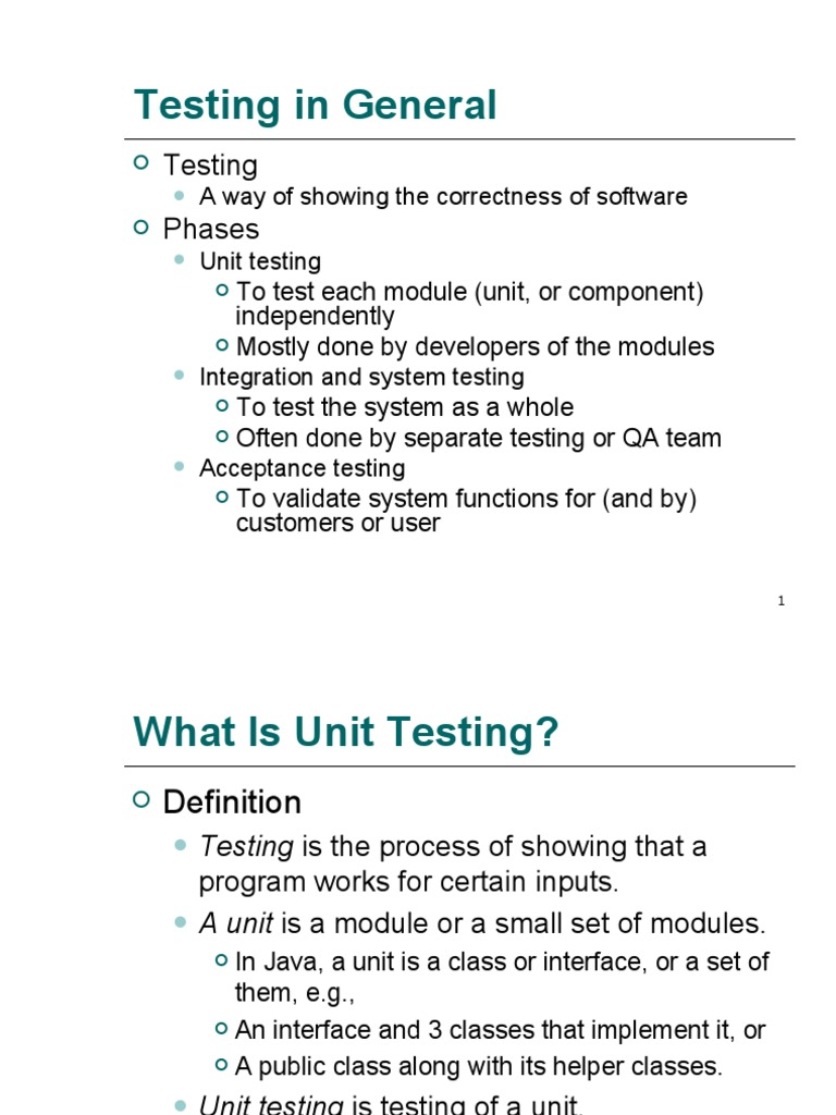 1 Unit Testing | PDF