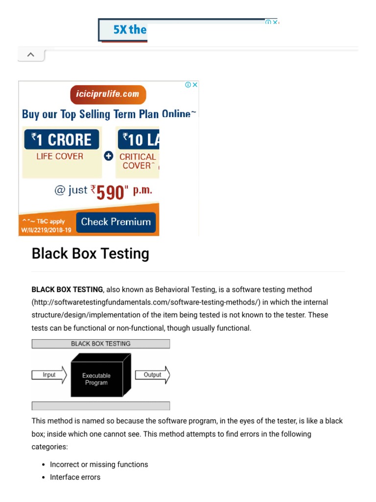 Black Box Testing - Software Testing Fundamentals | PDF | Software ...