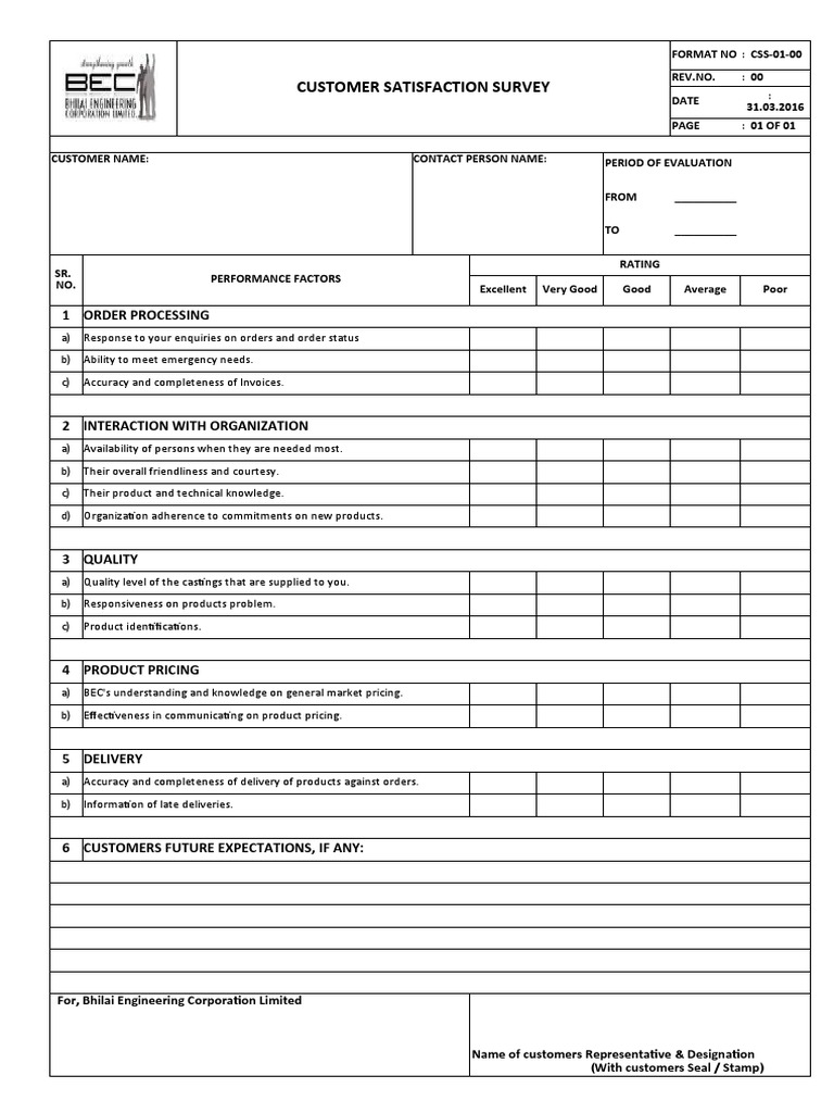 Customer Satisfaction Survey | PDF | Pricing | Customer Satisfaction