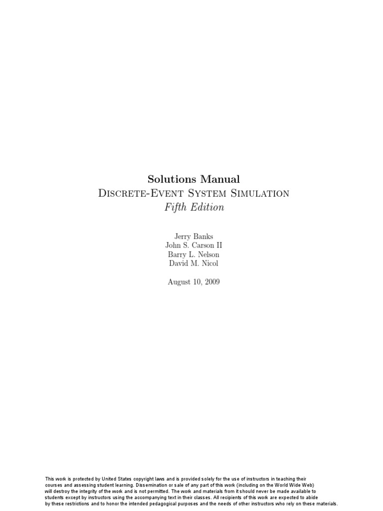 Discrete Event System Simulation 5th Edition Banks Solution Manual - 2 PDF | PDF | Simulation ...