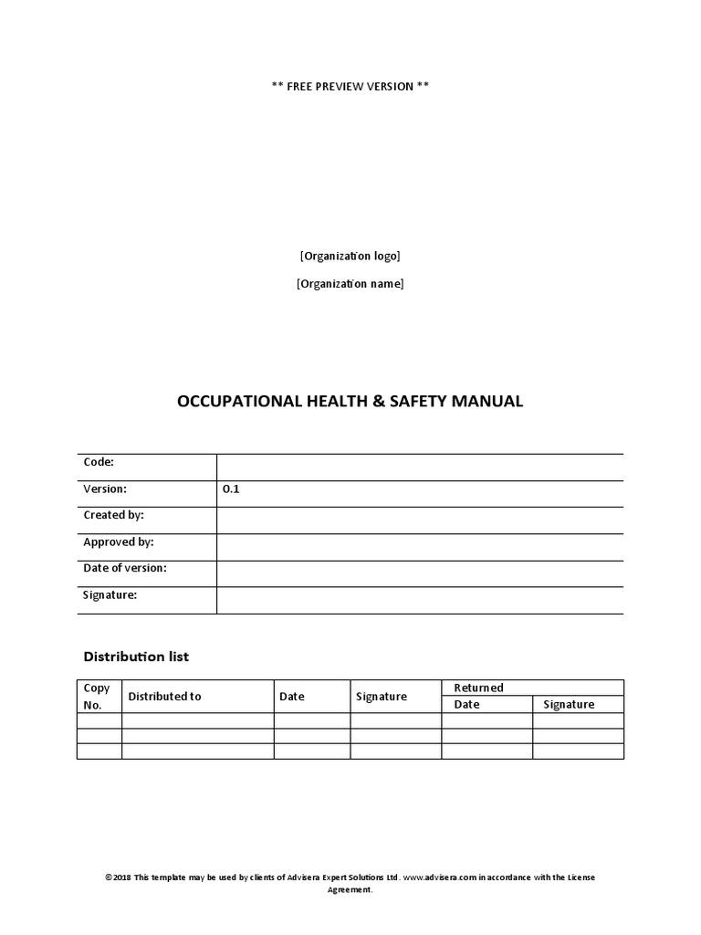 Occupational Health & Safety Manual: Free Preview Version | PDF ...