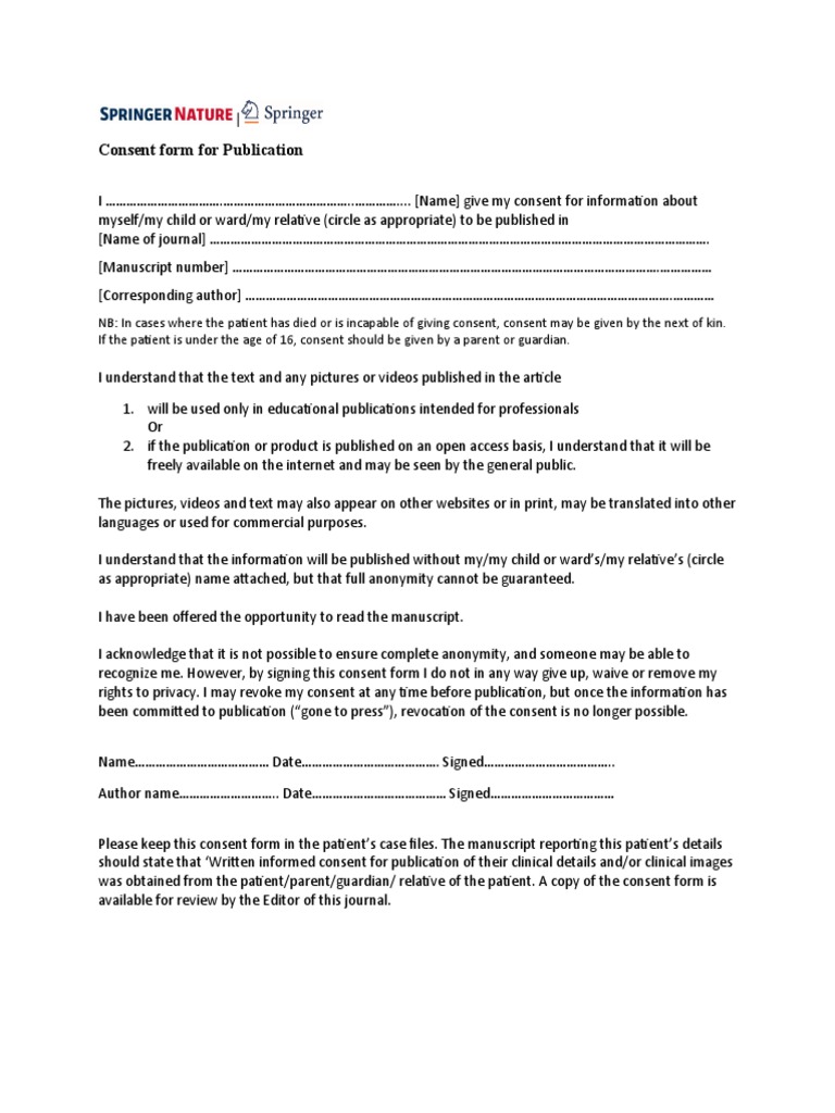 SN - Consent Form For Publication | PDF