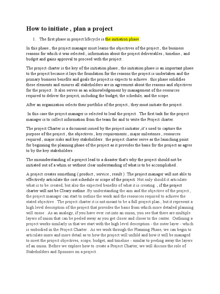 How To Initiate A Project | PDF | Systems Science | Business