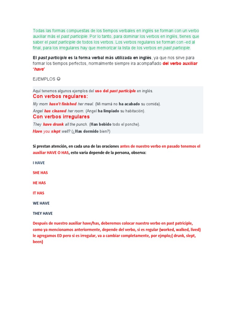 Past Participle, How To Use It | PDF