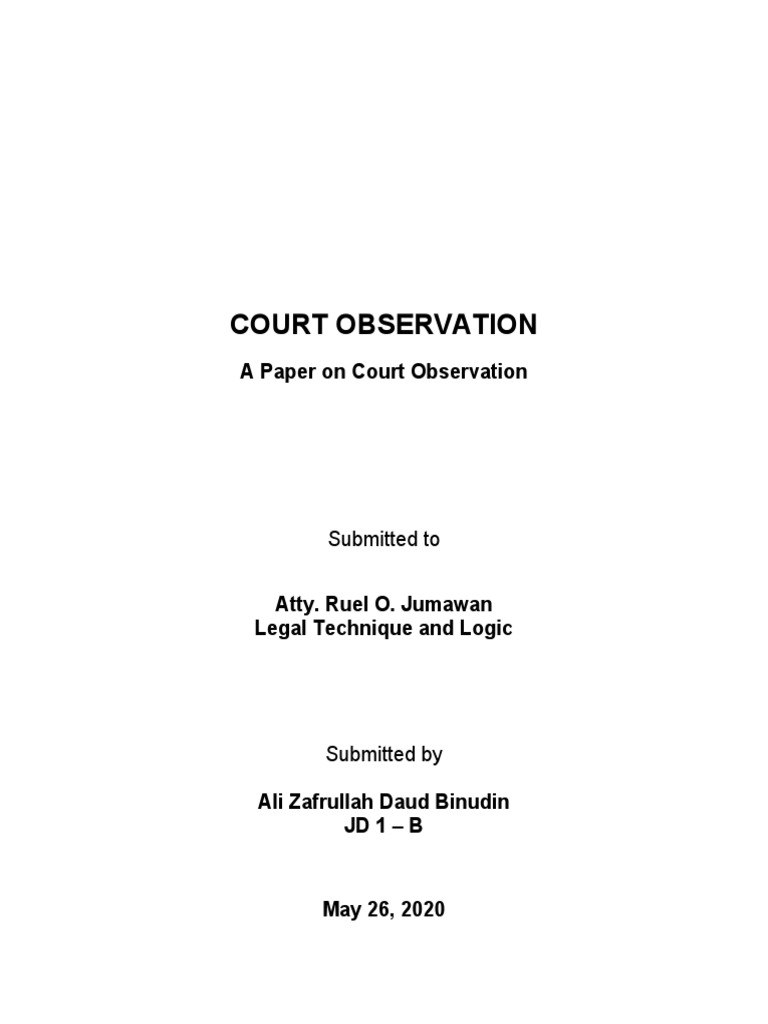 A Paper On Court Observation | PDF | Courtroom | Judge