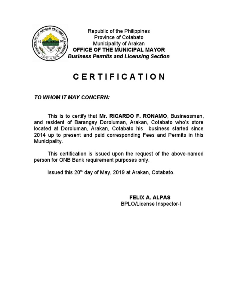 Municipal Certifications from Arakan, Cotabato | PDF | Justice | Crime ...