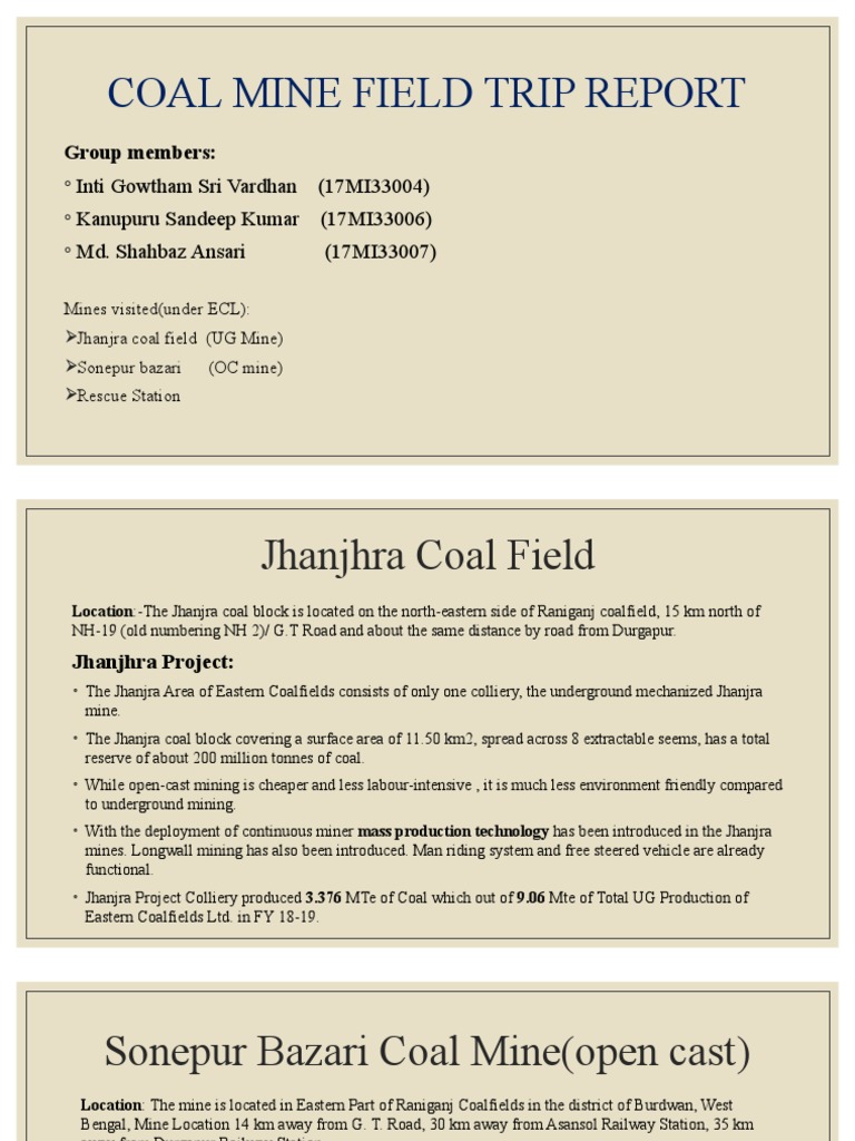 Jhanjra Coal Mine Field Trip Report | PDF | Drilling | Coal Mining