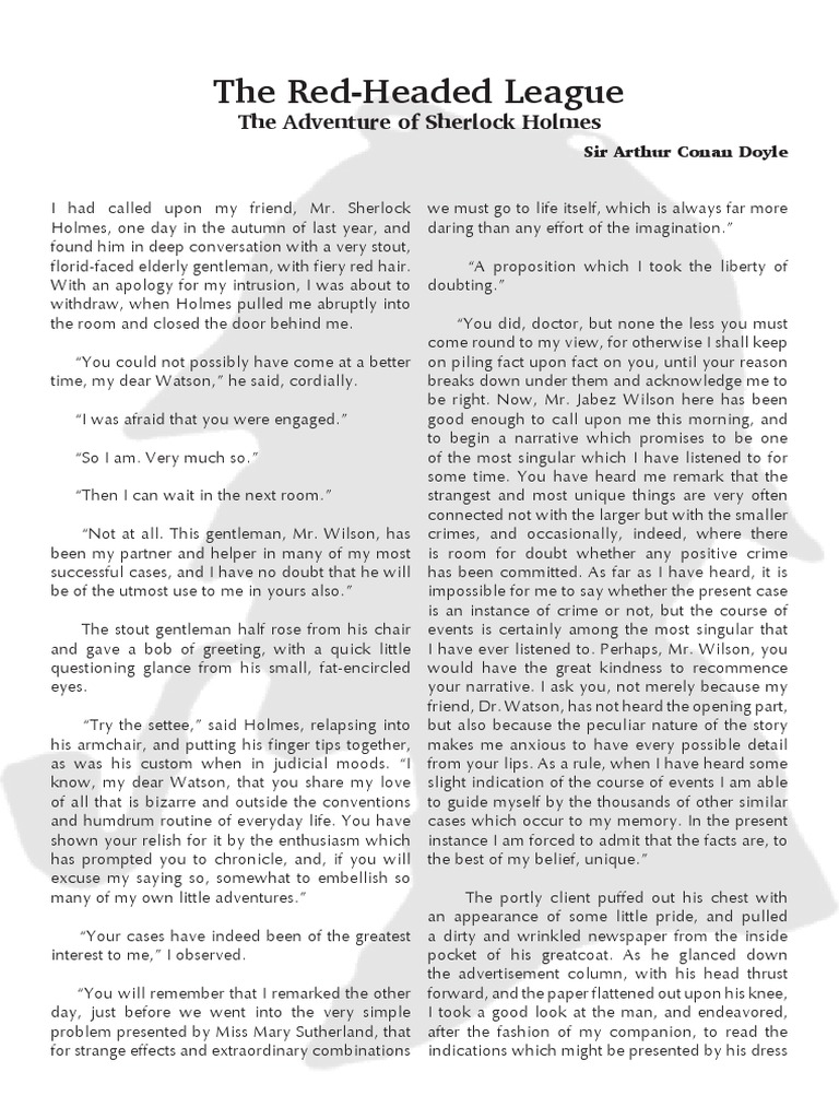 The Red-Headed League: The Adventure of Sherlock Holmes | PDF | The Red ...