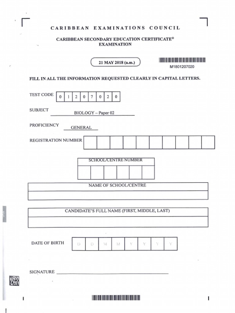 CSEC Biology June 2018 P2 | PDF