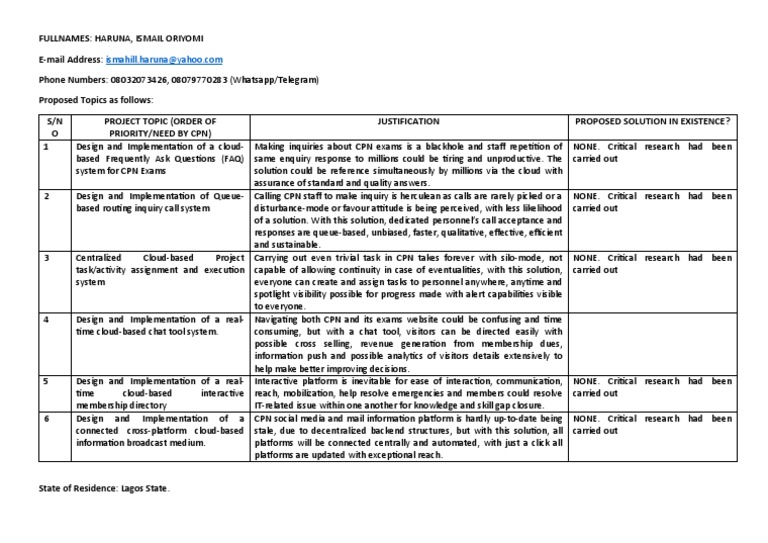CPN Project Topics | PDF | Cloud Computing | Communication