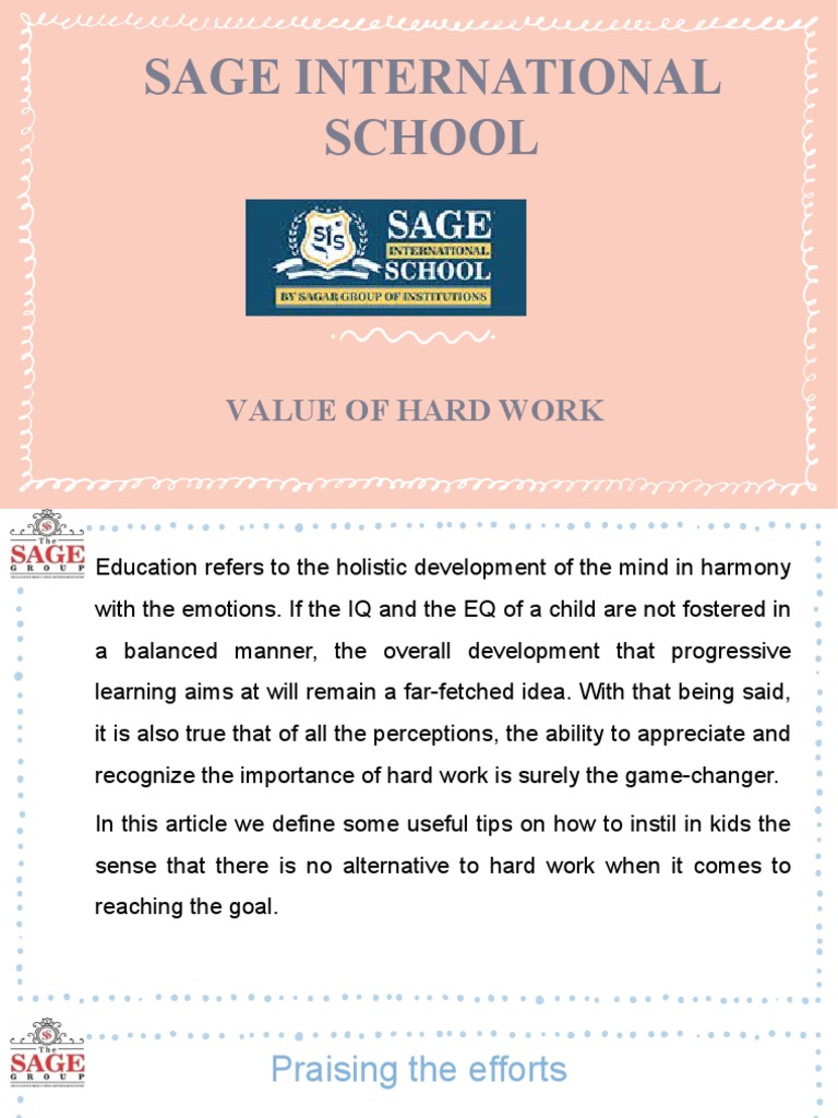 Value of Hard Work | PDF | Behavior Modification | Behavioural Sciences