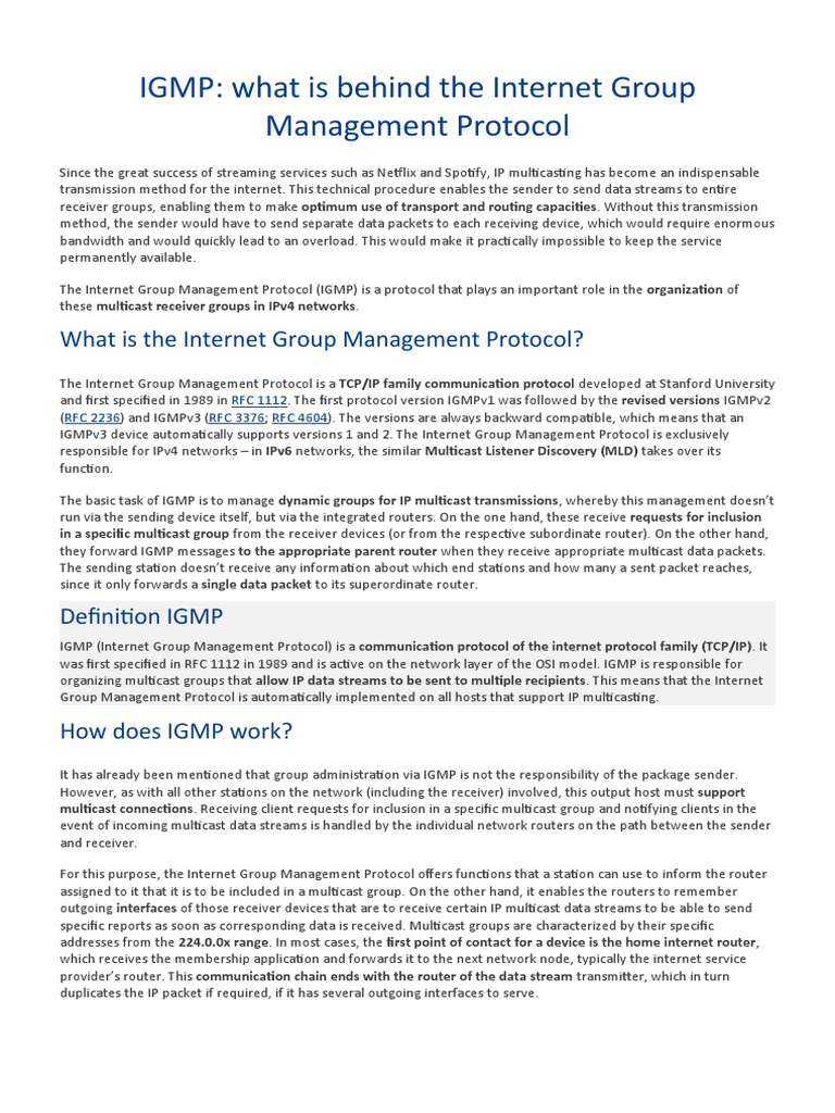 What Is The Internet Group Management Protocol? | PDF | Internet Protocol Suite | Internet Protocols