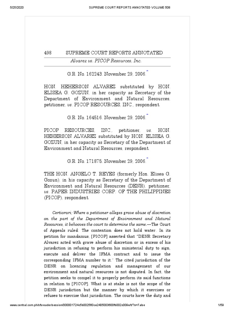 Alvarez vs. PICOP Resources, Inc. 508 SCRA 498, November 29, 2006 | PDF ...