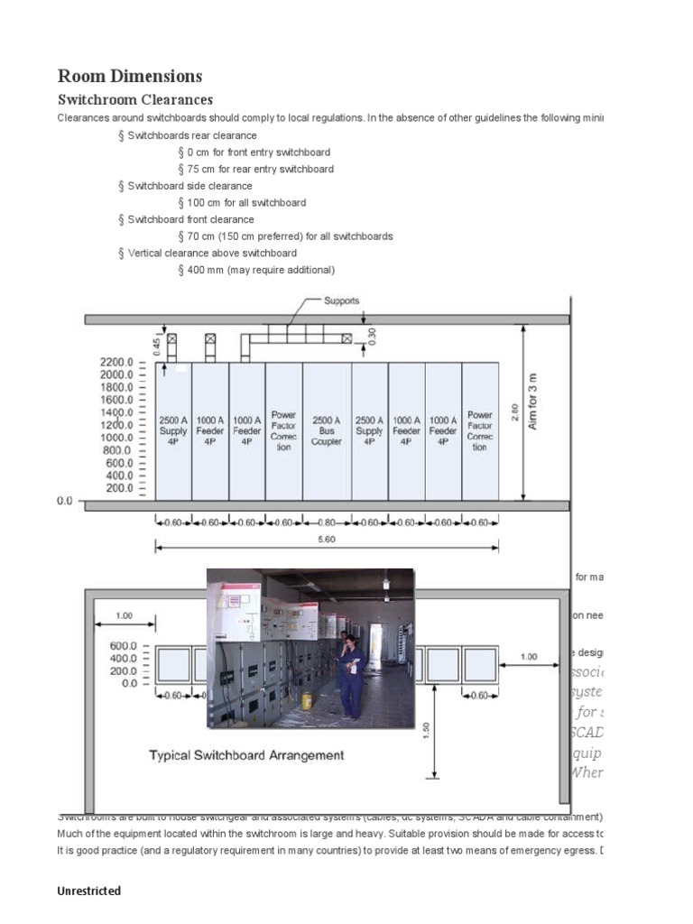 Room Dimensions: Switchroom Clearances | PDF | Relay | Scada
