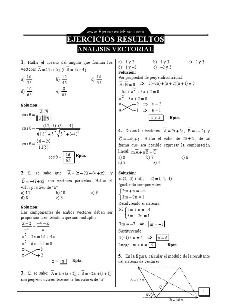 Analisis Vectorial Ejercicios Resueltos | PDF | Vector Euclidiano | Álgebra abstracta