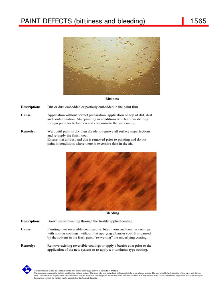 PAINT DEFECTS (Bittiness and Bleeding) 1565 | PDF | Paint | Mold