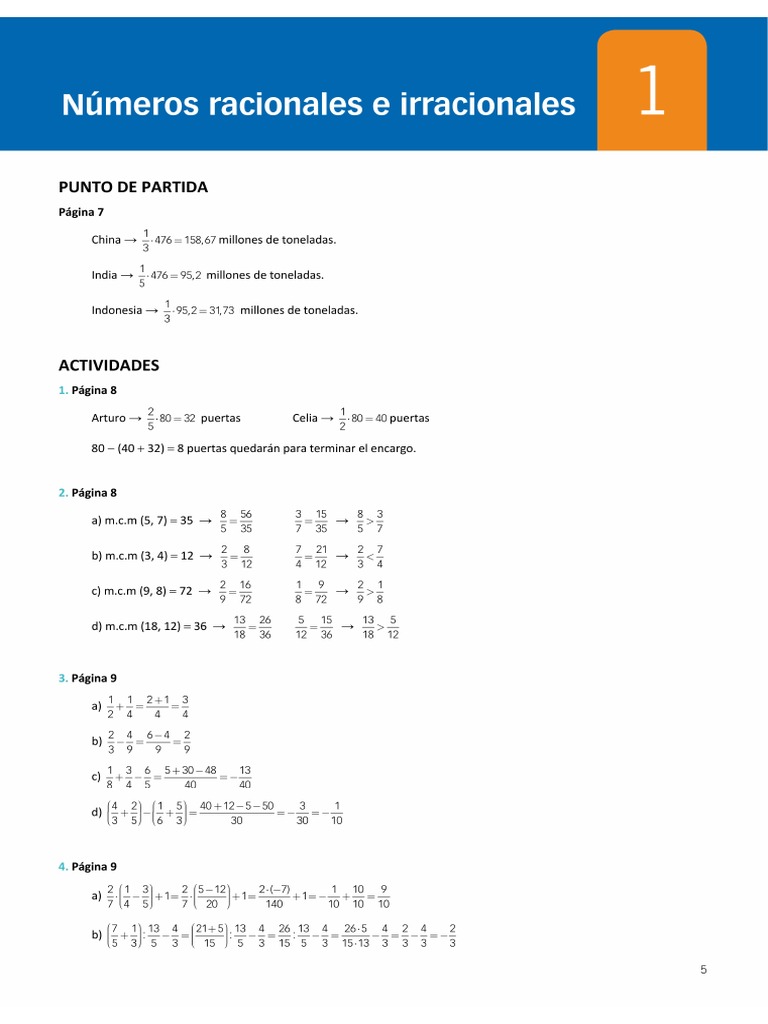 01 Numeros Racionales Irracionales | PDF