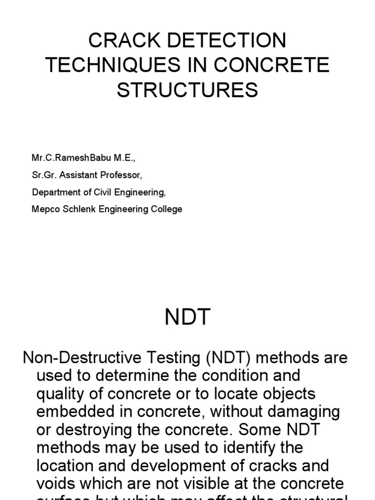 Concrete Crack Detection Methods | PDF | Ultrasound | Radiography