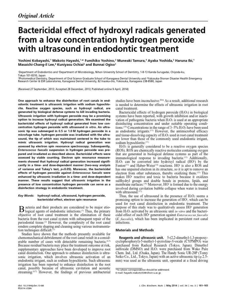 Bactericidal Effect of Hydroxyl Radicals | PDF | Hydrogen Peroxide ...