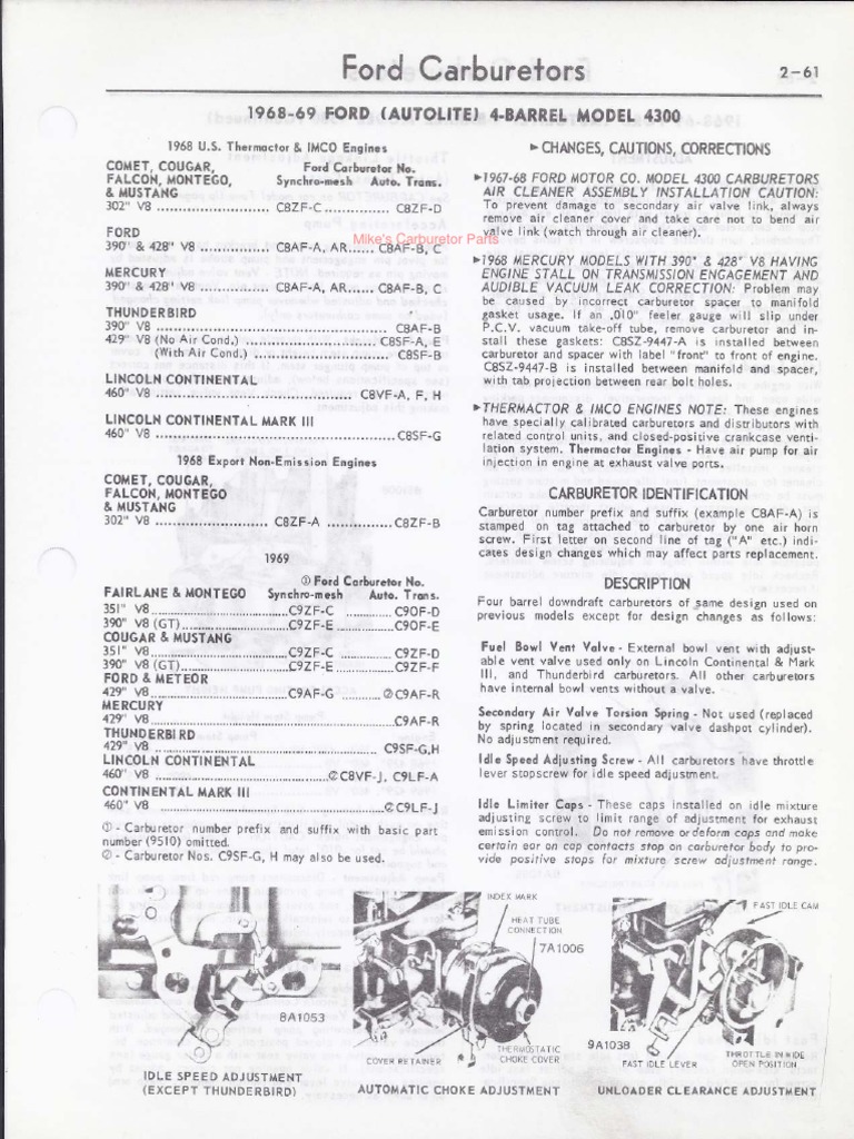 Autolite - Carburetors.4300 1968 | PDF