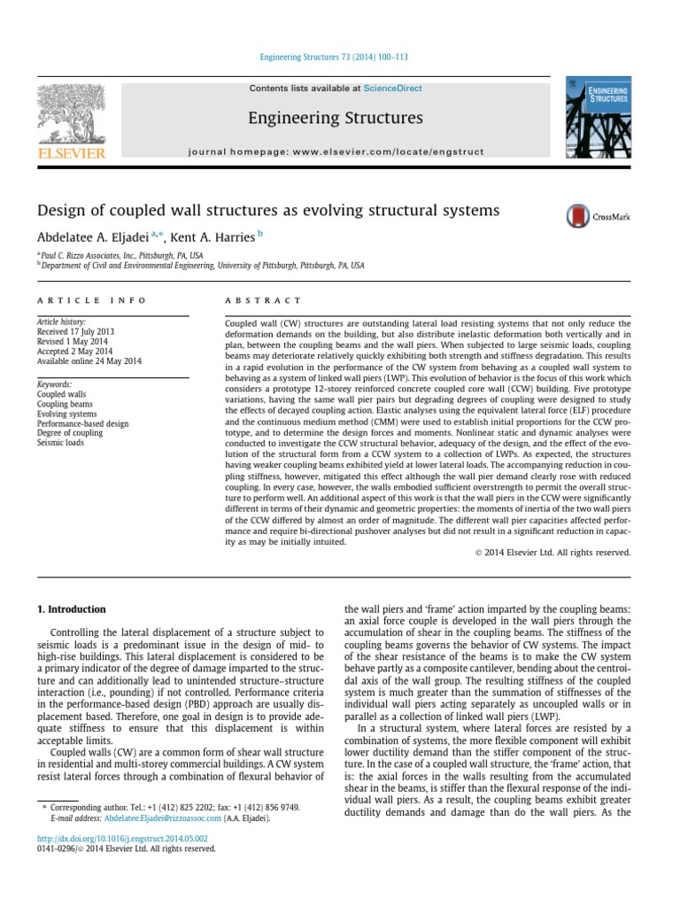 Design of Coupled Wall Structures As Evolving Structural Systems - GOOD ...