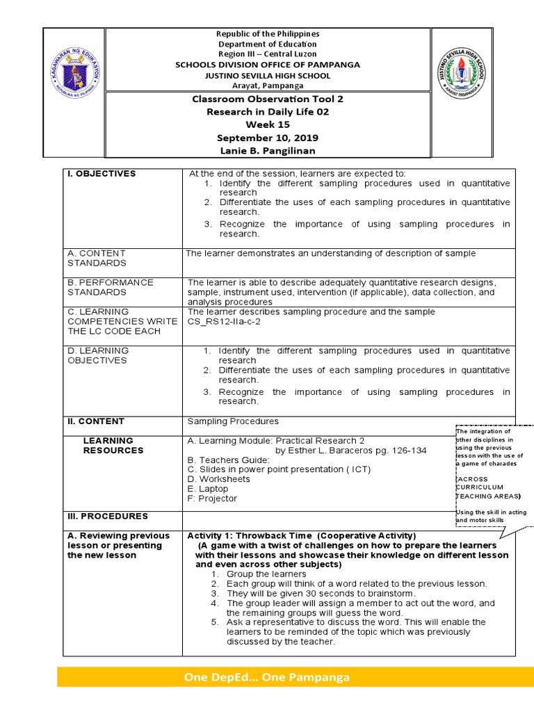 Cot2 DLL | PDF | Sampling (Statistics) | Educational Assessment