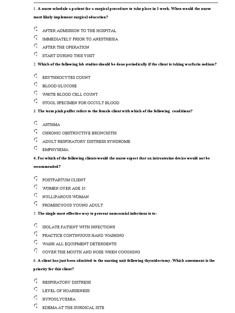 Prometric Test For Nurses Sample Questions | PDF | Childbirth | Chronic ...