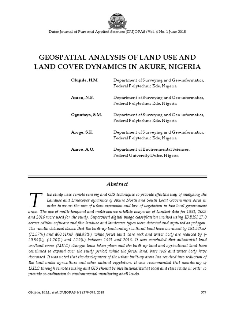 Geospatial Analysis of Land Use and Land Cover Dynamics | PDF | Statistical Classification ...