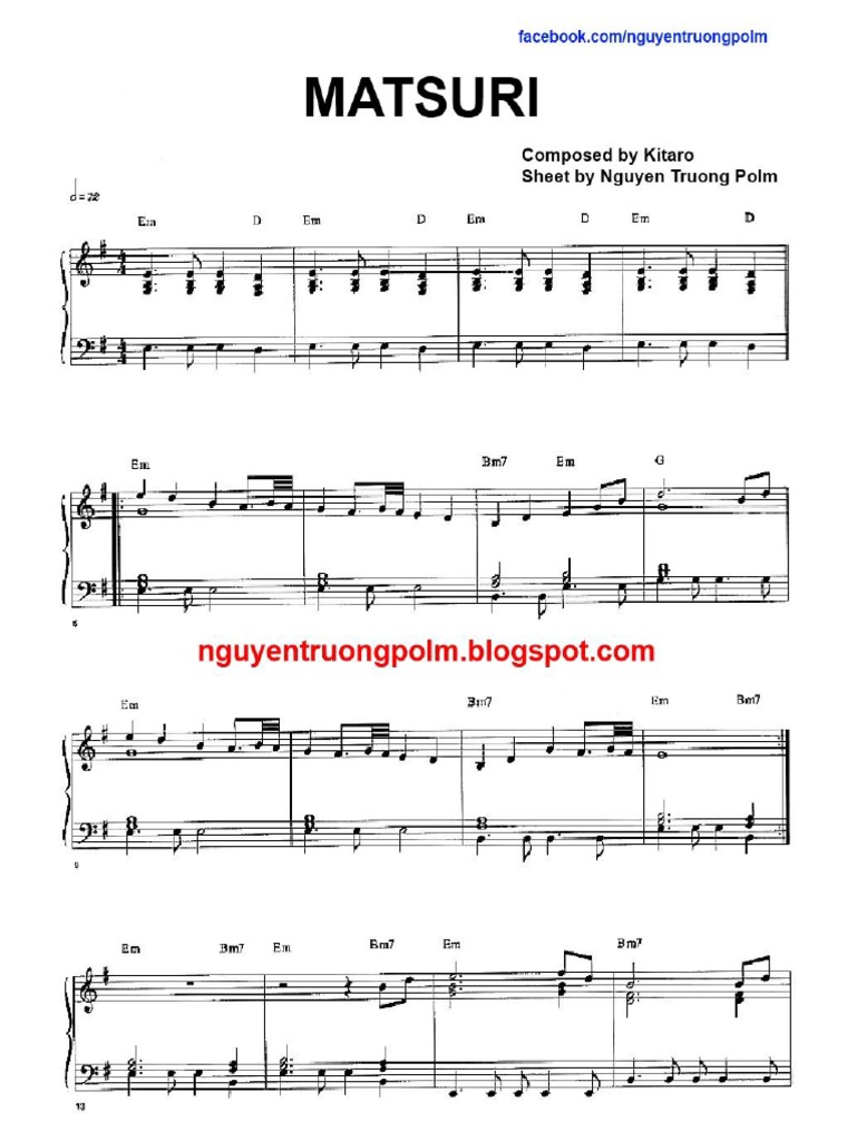 336699579-Matsuri-Kitaro-Piano-Free-Sheet-Music-POLM-BLOG 3 PDF | PDF
