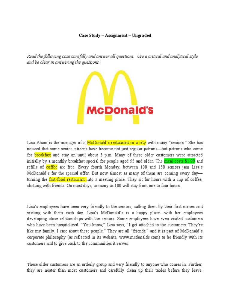 McDonald's Senior Marketing Case Study | PDF | Demand | Mc Donald's