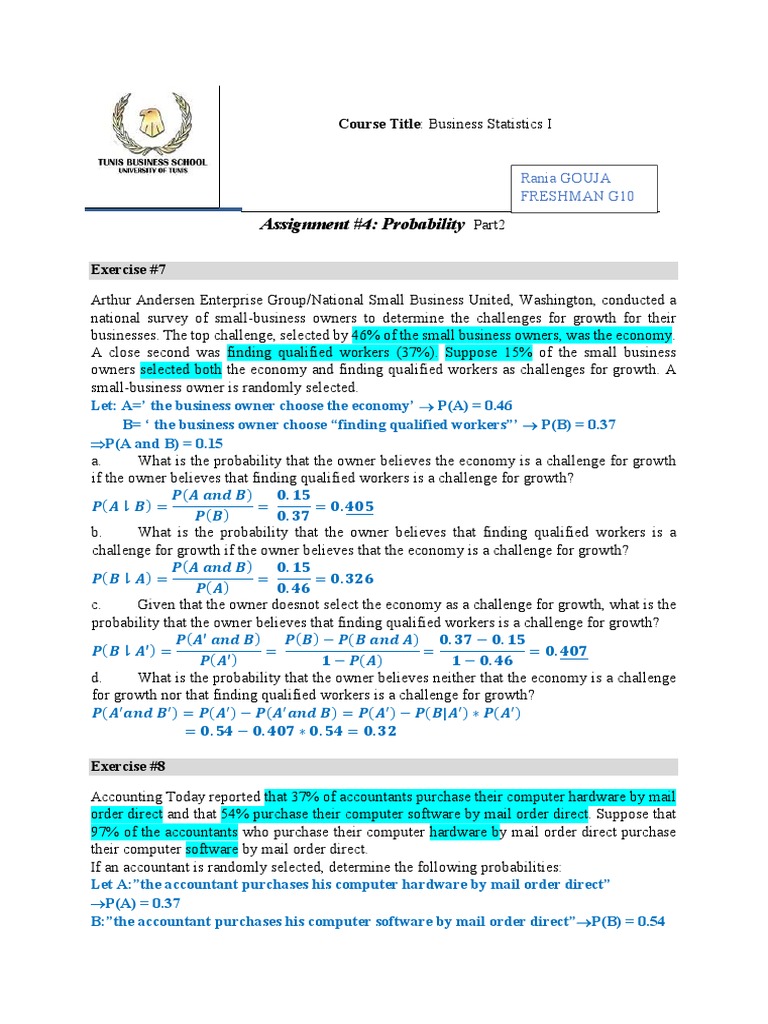 Assignment #4 Part 2 | PDF | Statistics | Business