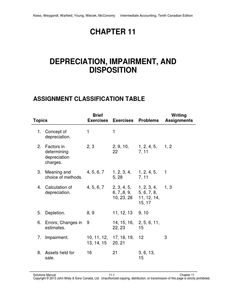 Assignment Classification Table: Topics Brief Exercises Exercises Problems Writing Assignments ...