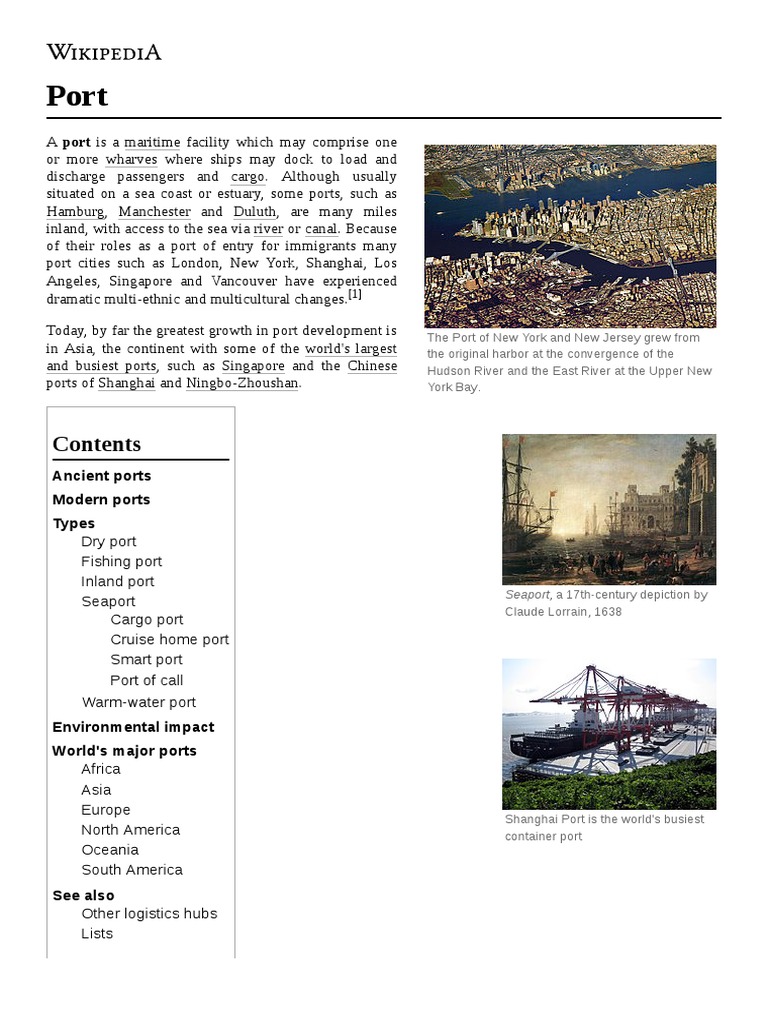Ancient Ports Modern Ports Types | PDF | Port | Shipping