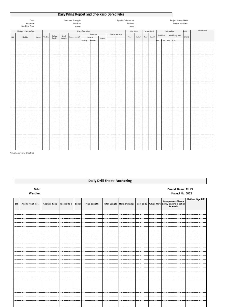 Daily Piling and Anchoring Progress Report for the MHPL Project | PDF ...